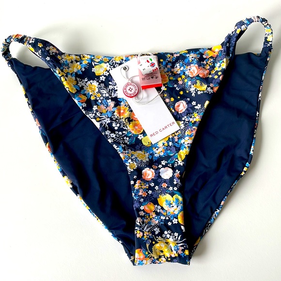 Red Carter | Swim | Nwt L Red Carter Navy Multi Floral Reversible High ...